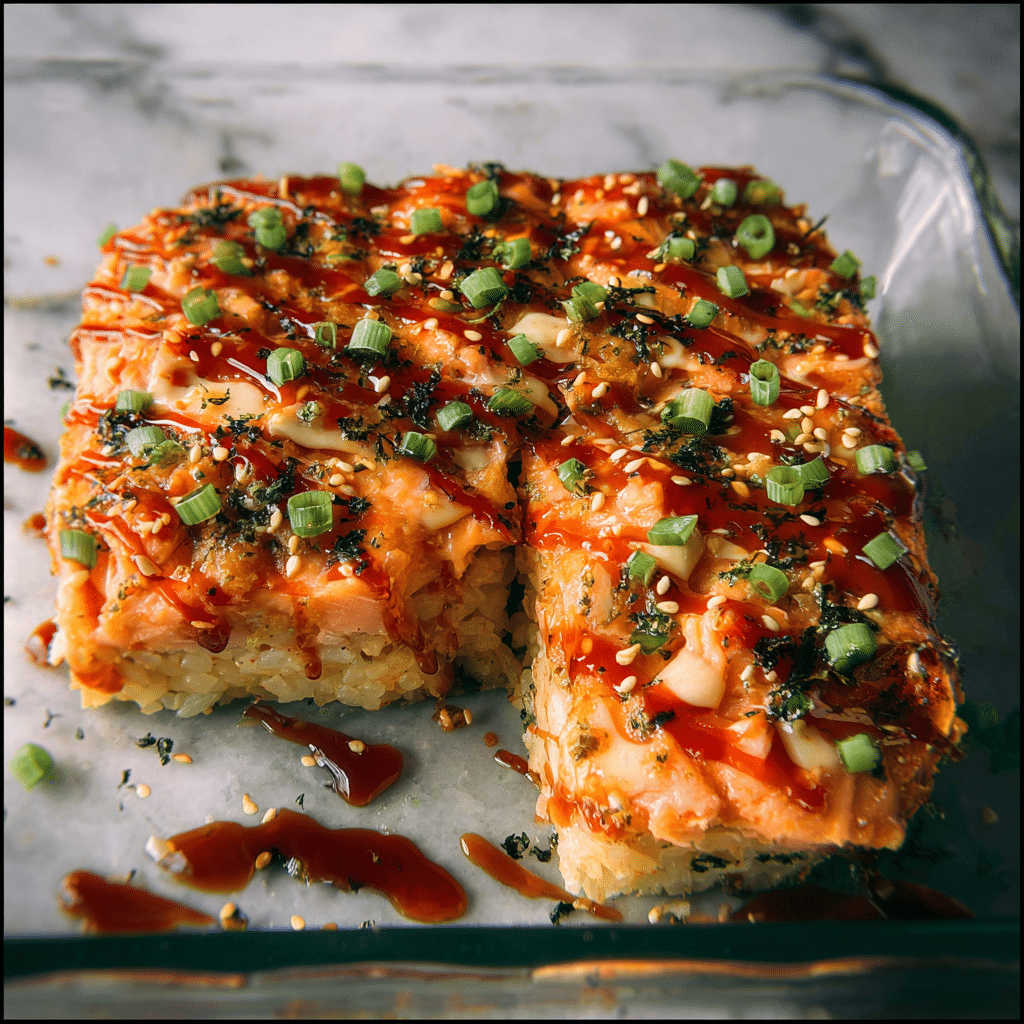 Easy Spicy Salmon Sushi Bake Recipe